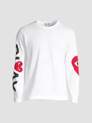 Play Comme Des Garcon Play Logo Long-sleeve Cotton Tee