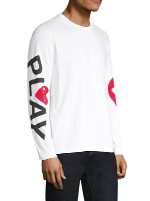 Play Comme Des Garcon Play Logo Long-sleeve Cotton Tee