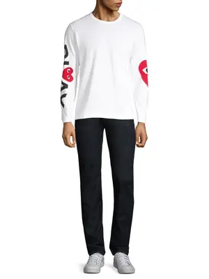 Play Comme Des Garcon Play Logo Long-sleeve Cotton Tee