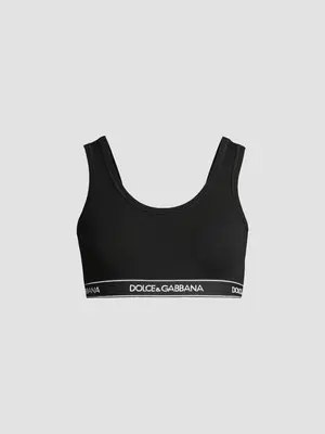 Dolce & Gabbana Logo Band Sports Bra - Black