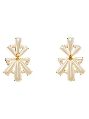 Lele Sadoughi 14k Gold-plated & Scalloped Acrylic Pearl Chandelier Earrings - Beige