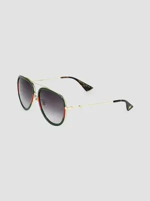 Gucci 57mm Aviator Sunglasses - Gold