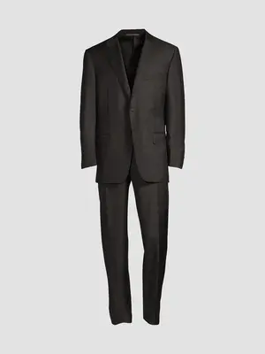 Canali Regular-fit Two-button Wool-blend Suit - Black