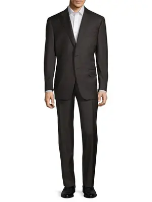 Canali Regular-fit Two-button Wool-blend Suit - Black