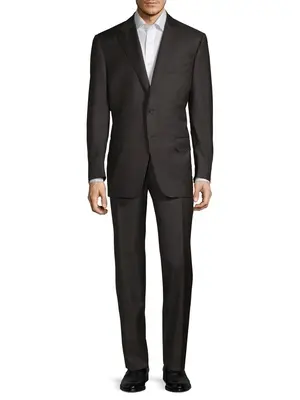 Canali Regular-fit Two-button Wool-blend Suit - Black