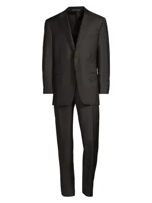 Canali Regular-fit Two-button Wool-blend Suit - Black