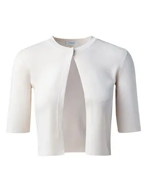 Akris Elements Wool Cropped Cardigan - Cream