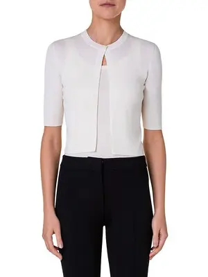 Akris Elements Wool Cropped Cardigan - Cream