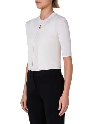 Akris Elements Wool Cropped Cardigan - Cream