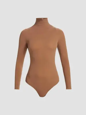 Commando Ballet Mockneck Long-sleeve Bodysuit - Cocoa
