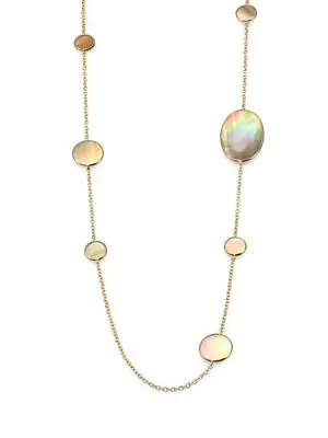 Ippolita Polished Rock Candy Brown Shell & 18k Yellow Station Necklace - Gold