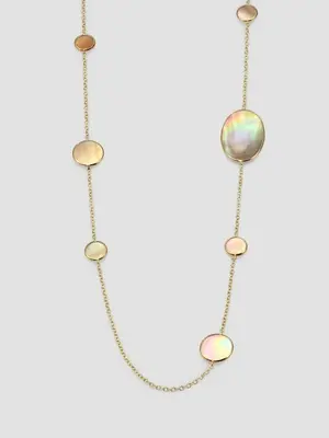 Ippolita Polished Rock Candy Brown Shell & 18k Yellow Station Necklace - Gold