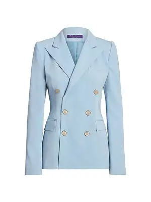 Ralph Lauren Iconic Style Camden Double-breasted Blazer Powder Blue