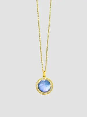 Ippolita Lollipop 18k Yellow Turquoise & Diamond Pendant Necklace - Lapis