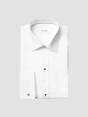 Eton Contemporary-fit Pleated Bib Dress Shirt - White