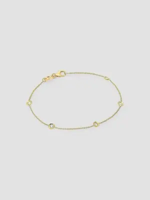 Roberto Coin Tiny Treasures 18k Yellow & Diamond Bezel Station Bracelet - Gold