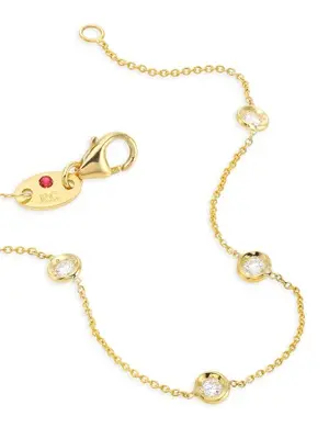 Roberto Coin Tiny Treasures 18k Yellow & Diamond Bezel Station Bracelet