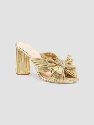 LOEFFLER RANDALL Penny Knotted Metallic Mules - Gold
