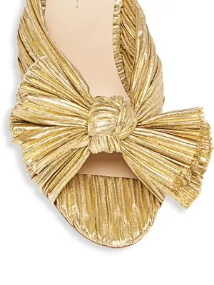 LOEFFLER RANDALL Penny Knotted Metallic Mules - Gold