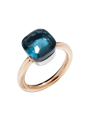 Pomellato Nudo 18k & London Blue Topaz Petite Square Ring - Rose Gold