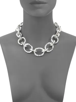 Ippolita Classico Short Sterling Hammered Bastille Chunky Link Necklace - Silver