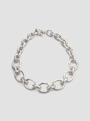 Ippolita Classico Short Sterling Hammered Bastille Chunky Link Necklace - Silver