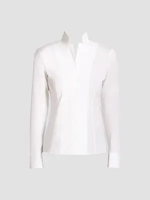 Akris Stretch-poplin Revers Collar Blouse - White
