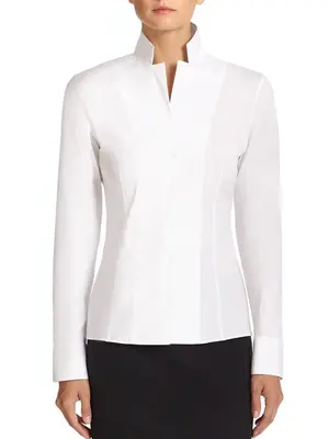 Akris Stretch-poplin Revers Collar Blouse - White