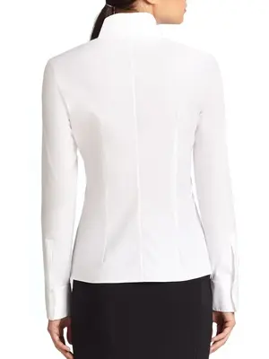 Akris Stretch-poplin Revers Collar Blouse - White