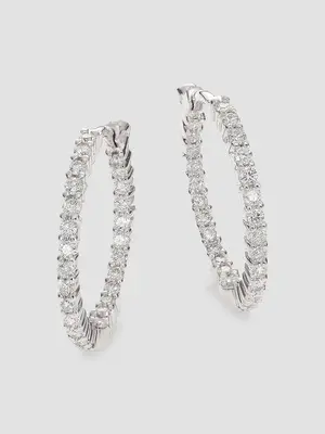 Roberto Coin Diamond & 18k Inside-outside Hoop Earrings/0.85 - White Gold