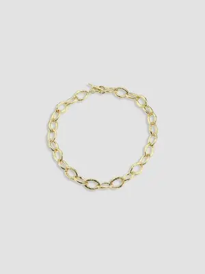 Ippolita Classico Short 18k Yellow Hammered Bastille Mini Link Necklace - Gold