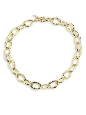 Ippolita Classico Short 18k Yellow Hammered Bastille Mini Link Necklace