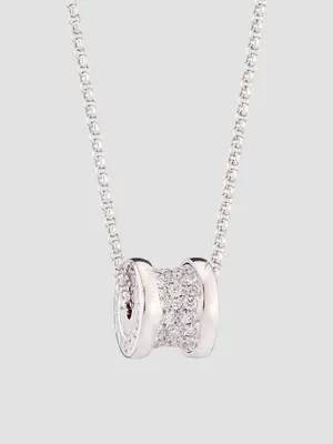BVLGARI B. Zero1 18k & Pavé Diamond Necklace - White Gold