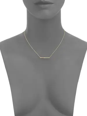 SYDNEY EVAN Rainbow Multicolor Sapphire & 14k Yellow Gold Long Bar Necklace
