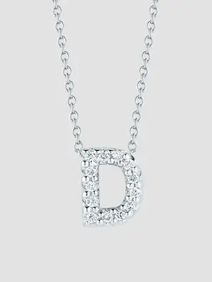 Roberto Coin Tiny Treasures 0.08 Tcw Diamond & 18k White Gold Initial Necklace Initial D