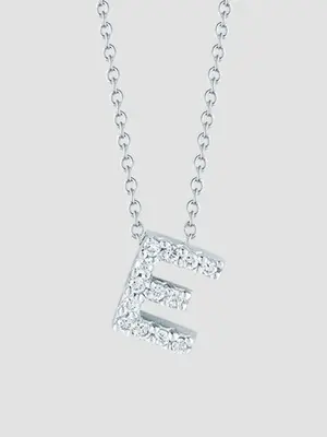 Roberto Coin Tiny Treasures 0.08 Tcw Diamond & 18k White Gold Initial Necklace Initial E