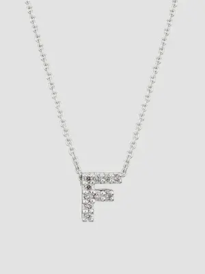 Roberto Coin Tiny Treasures 0.08 Tcw Diamond & 18k White Gold Initial Necklace Initial F