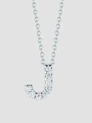 Roberto Coin Tiny Treasures 0.08 Tcw Diamond & 18k White Gold Initial Necklace Initial J