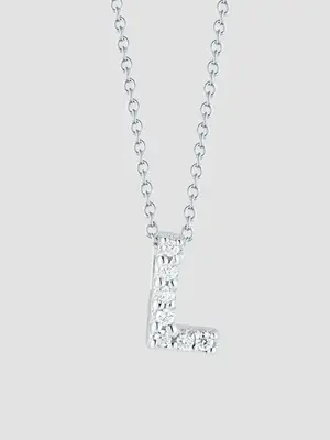 Roberto Coin Tiny Treasures 0.08 Tcw Diamond & 18k White Gold Initial Necklace Initial L