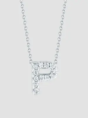 Roberto Coin Tiny Treasures 0.08 Tcw Diamond & 18k White Gold Initial Necklace Initial P