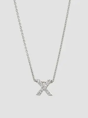 Roberto Coin Tiny Treasures 0.08 Tcw Diamond & 18k White Gold Initial Necklace Initial X
