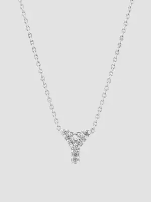 Roberto Coin Tiny Treasures 0.08 Tcw Diamond & 18k White Gold Initial Necklace Initial Y