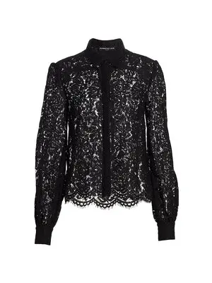 Generation Love Women's Jada Lace Blouse - White  - Black