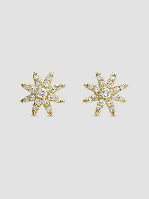 David Yurman Petite Starburst Stud Earrings In 18k White With Diamonds, 7.5mm - Diamond