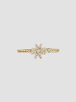 David Yurman Petite Starburst Station Ring In 18k Yellow With Diamonds