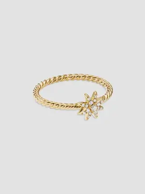 David Yurman Petite Starburst Station Ring In 18k Yellow With Diamonds
