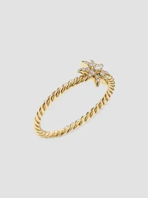 David Yurman Petite Starburst Station Ring In 18k Yellow With Diamonds