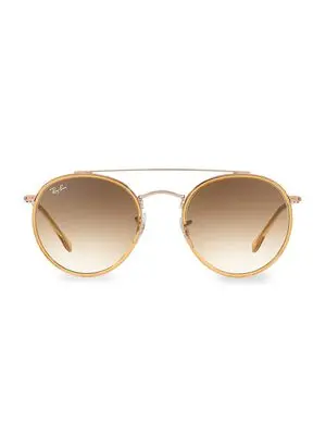 Ray-ban Rb3647 51mm Round Aviator Sunglasses Brown