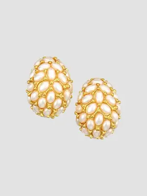KENNETH JAY LANE Faux Cabochon Hoop Clip-on Earrings