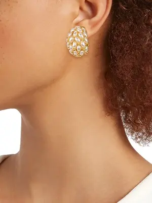 KENNETH JAY LANE Faux Cabochon Hoop Clip-on Earrings